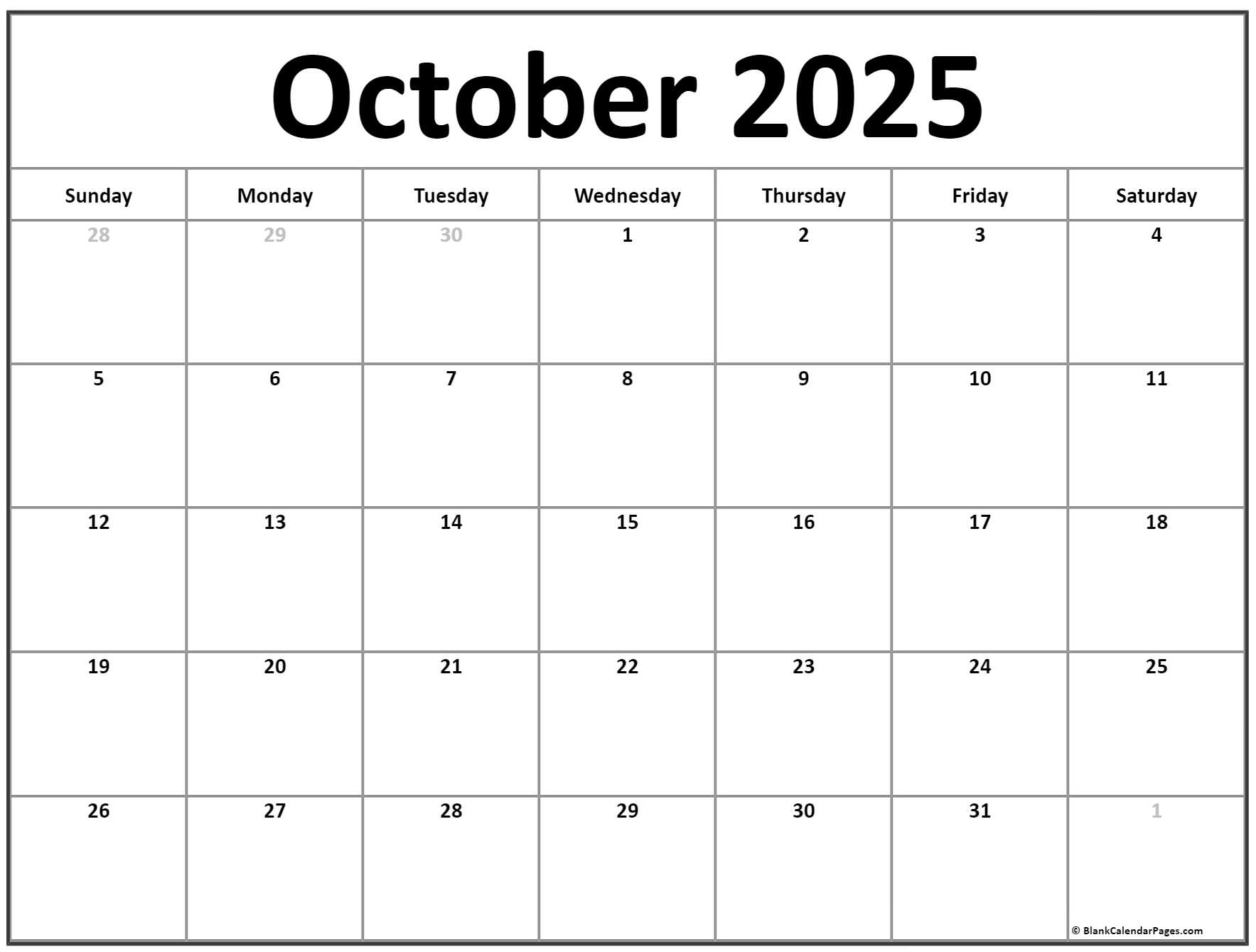 October 2023 Printable Blank Calendar Get Organized And Reach Your 
