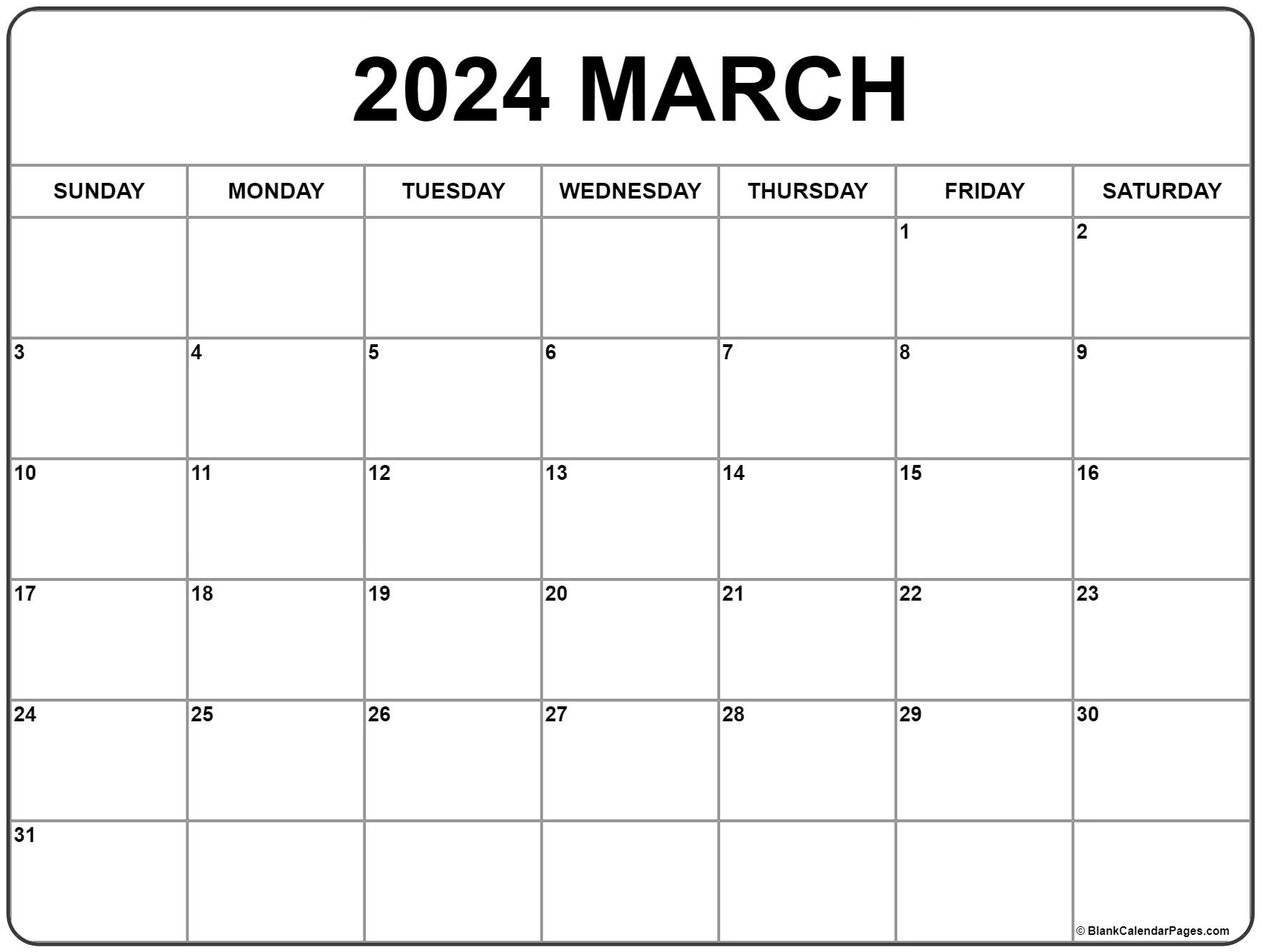 Blank Calendar March 2025 Silke M Koch