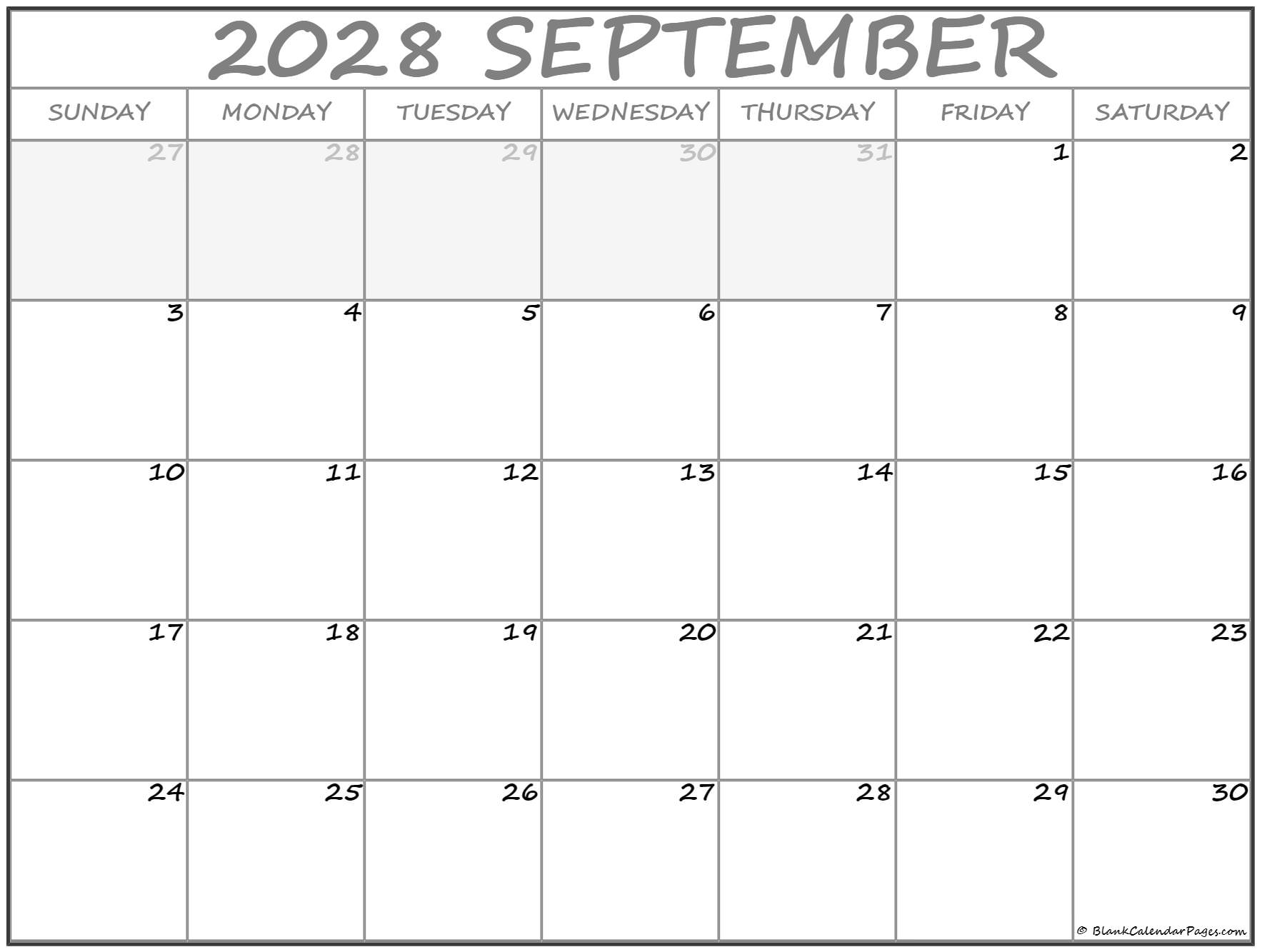 September 2028 calendar | free printable calendars