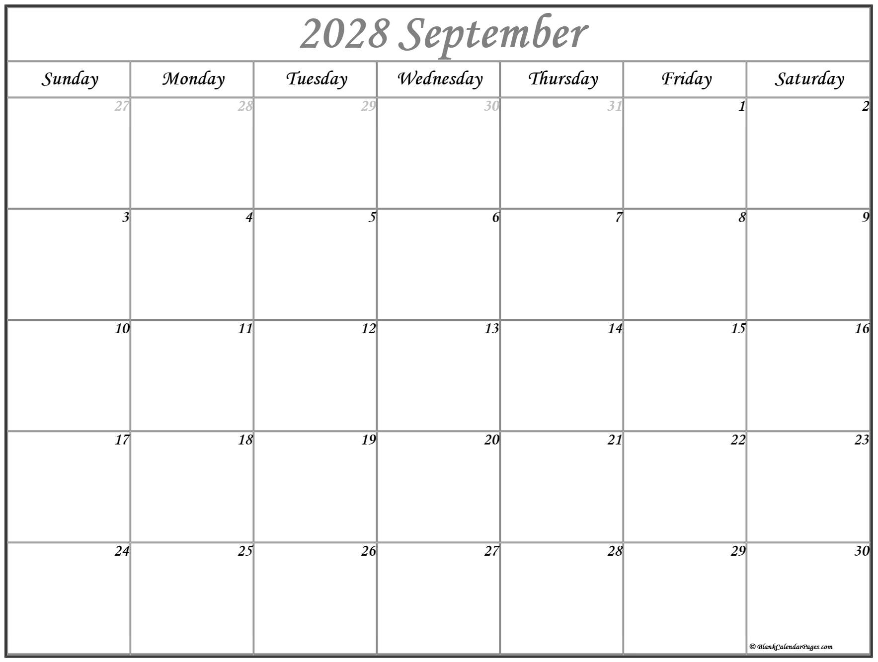 September 2028 calendar | free printable calendar