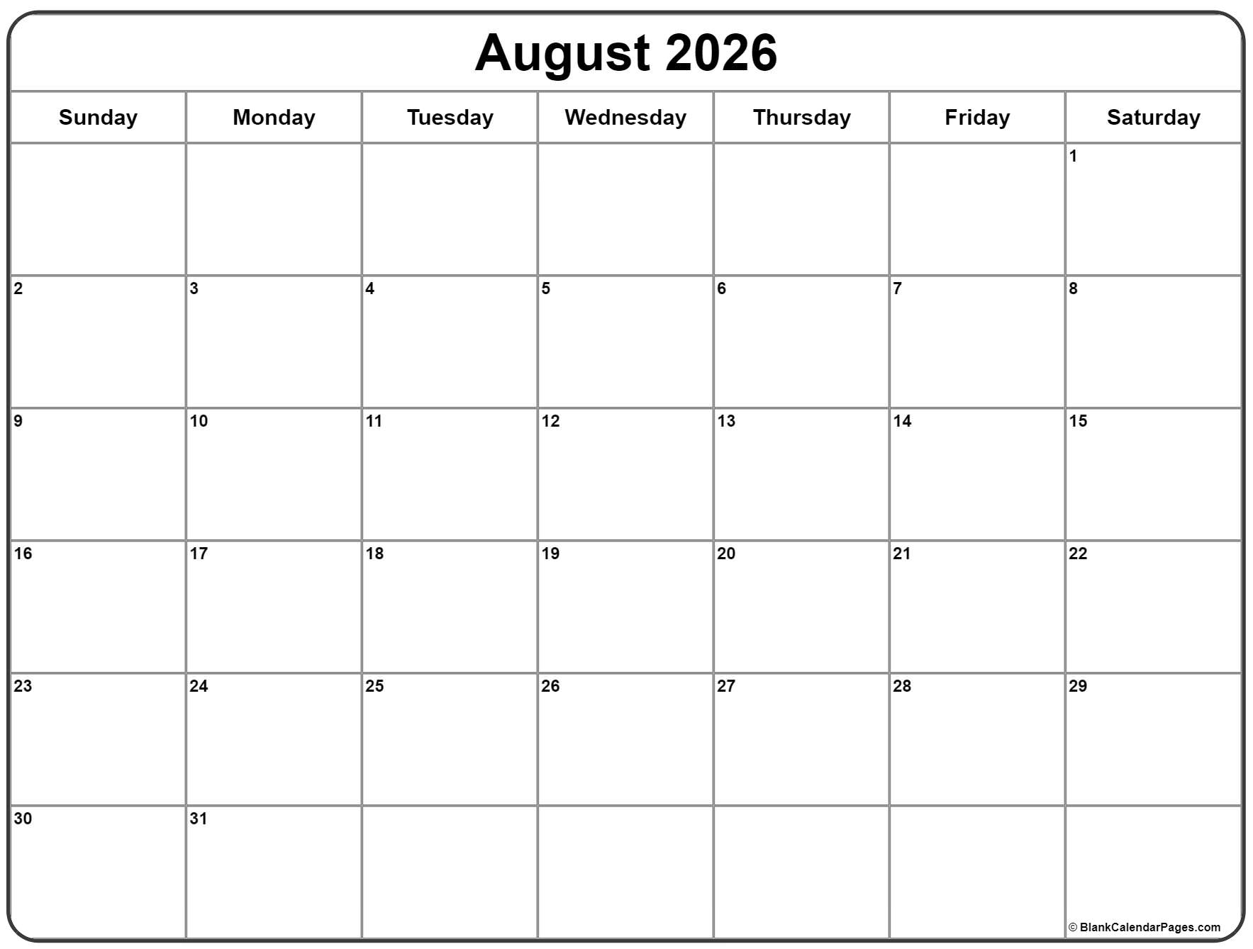 August 2023 Calendar Free Printable Calendar