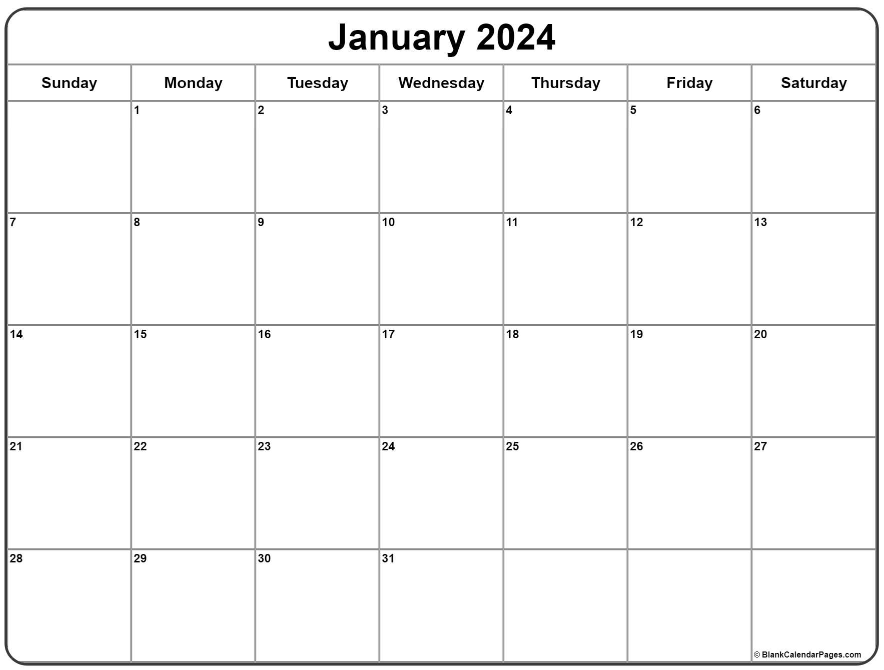 January 2024 Calendar Free Printable Calendar