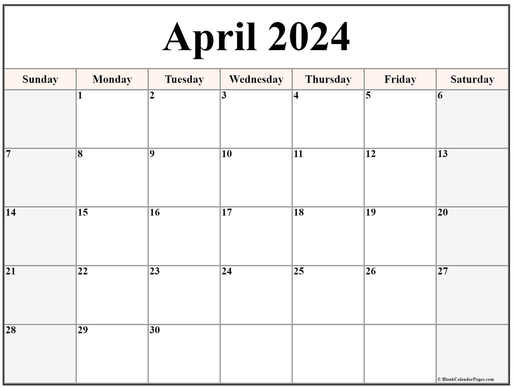April 2024 Calendar Free Printable Calendars