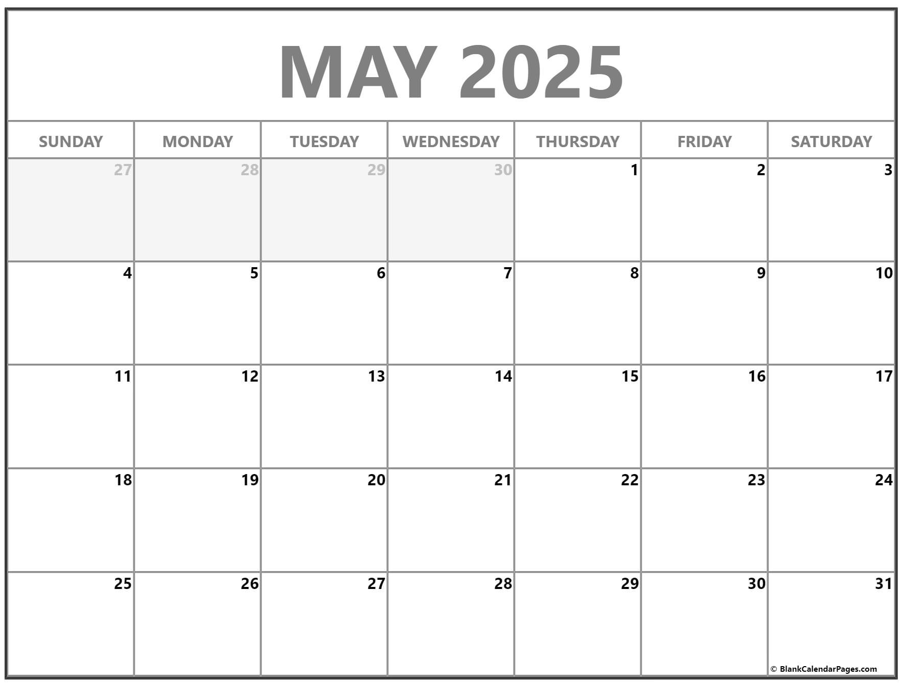 May 2023 Calendar Printable Word Minimalist Blank Printable