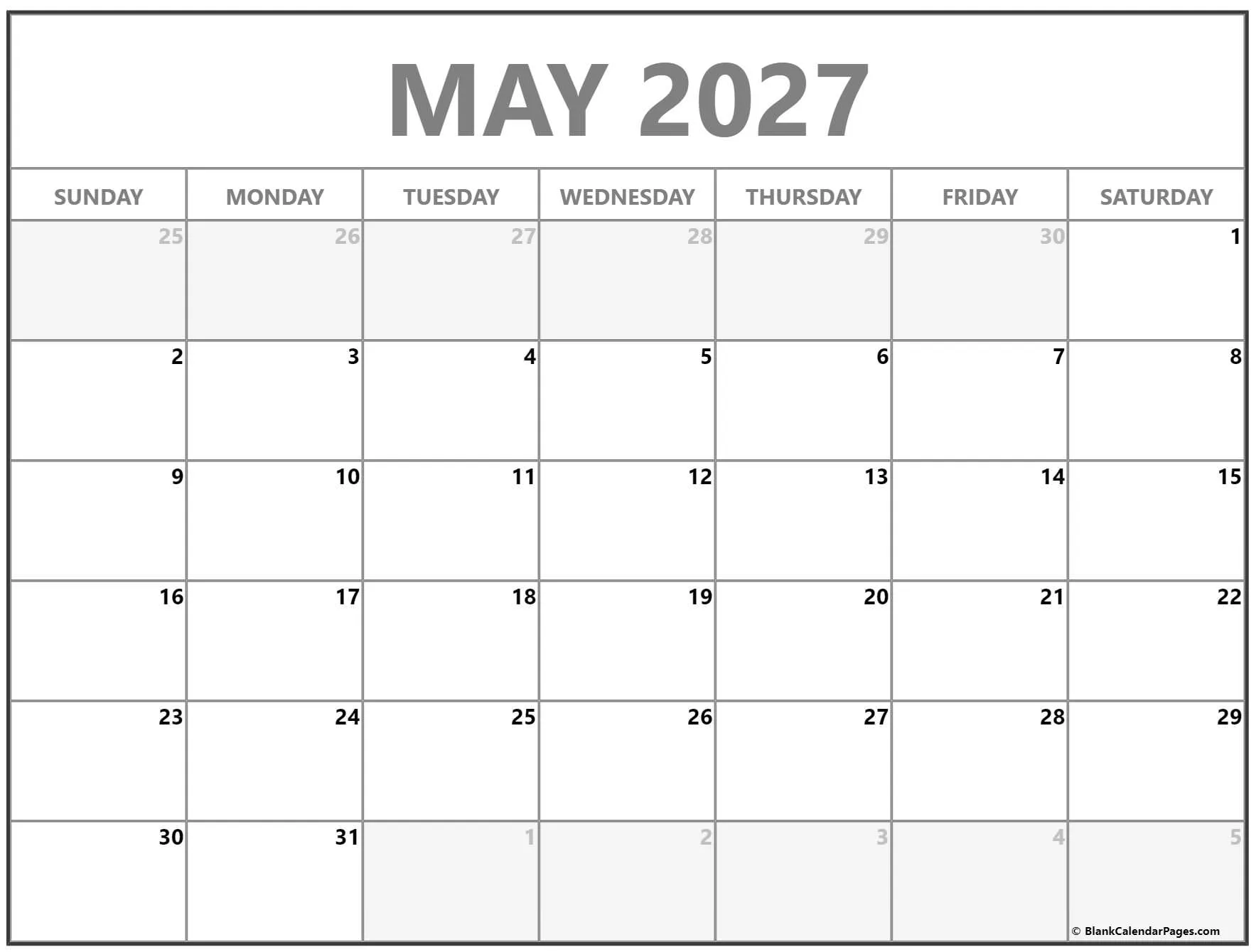 May 2027 calendar | free printable calendar