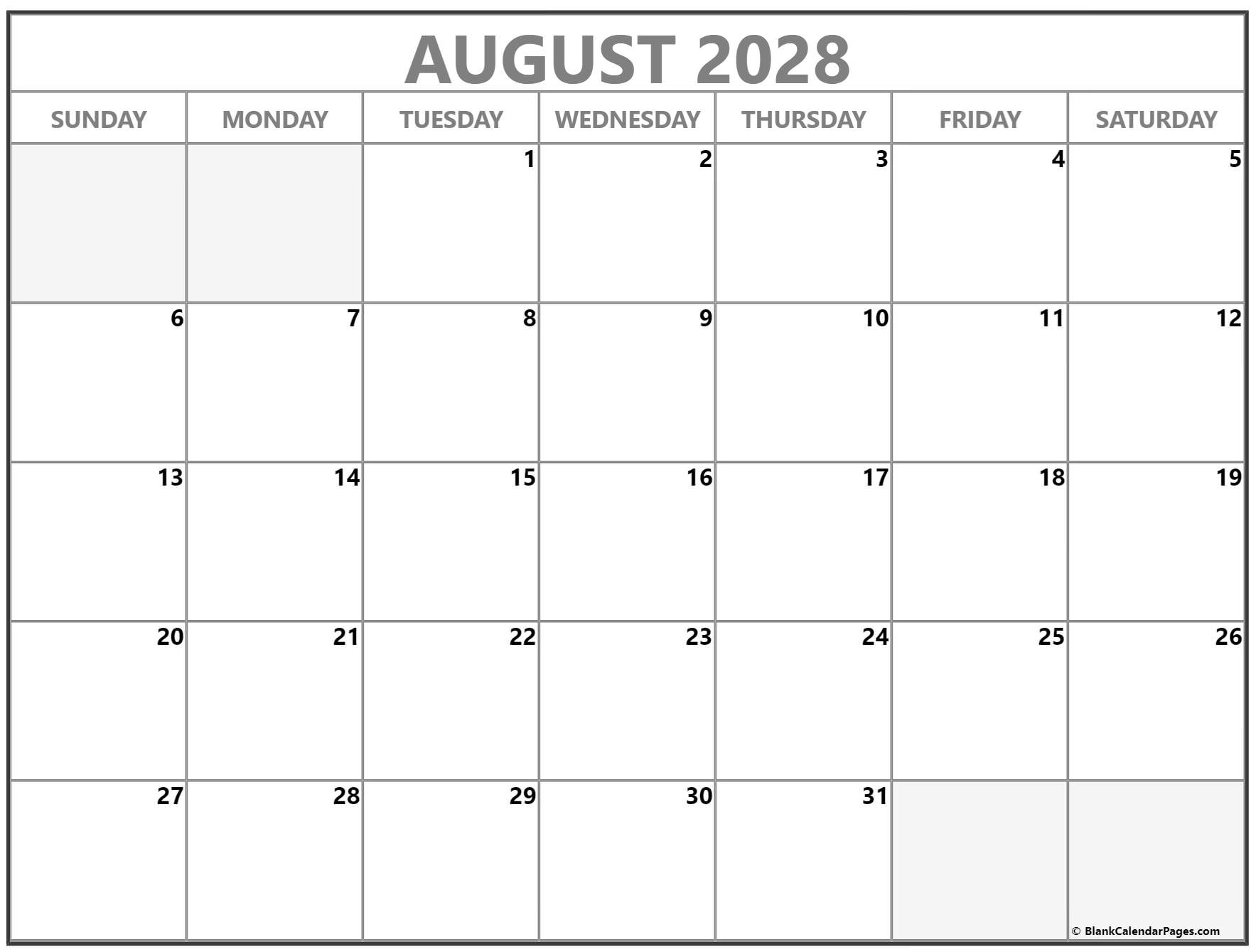 August 2028 calendar | free printable calendars