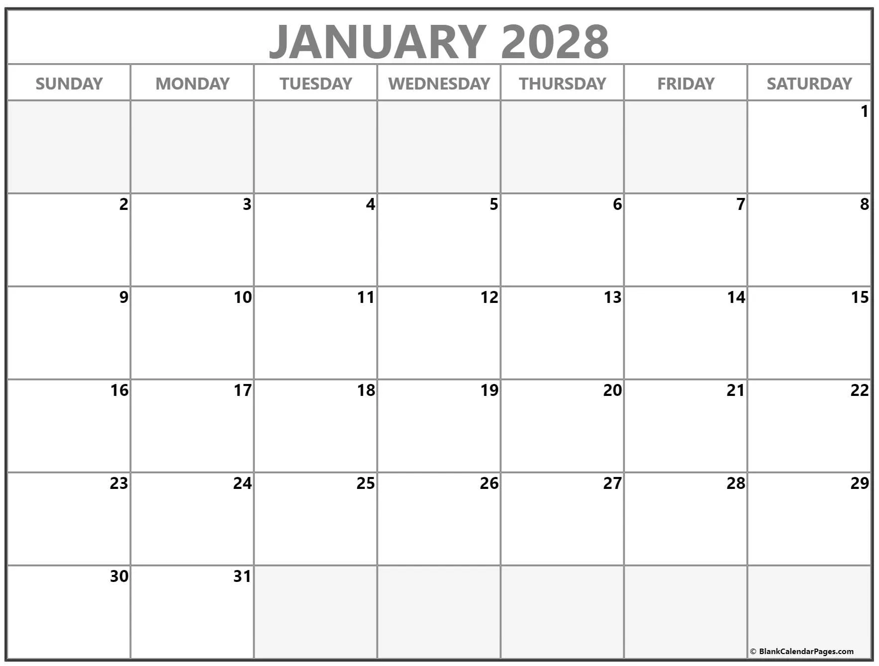 January 2028 calendar | free printable calendar