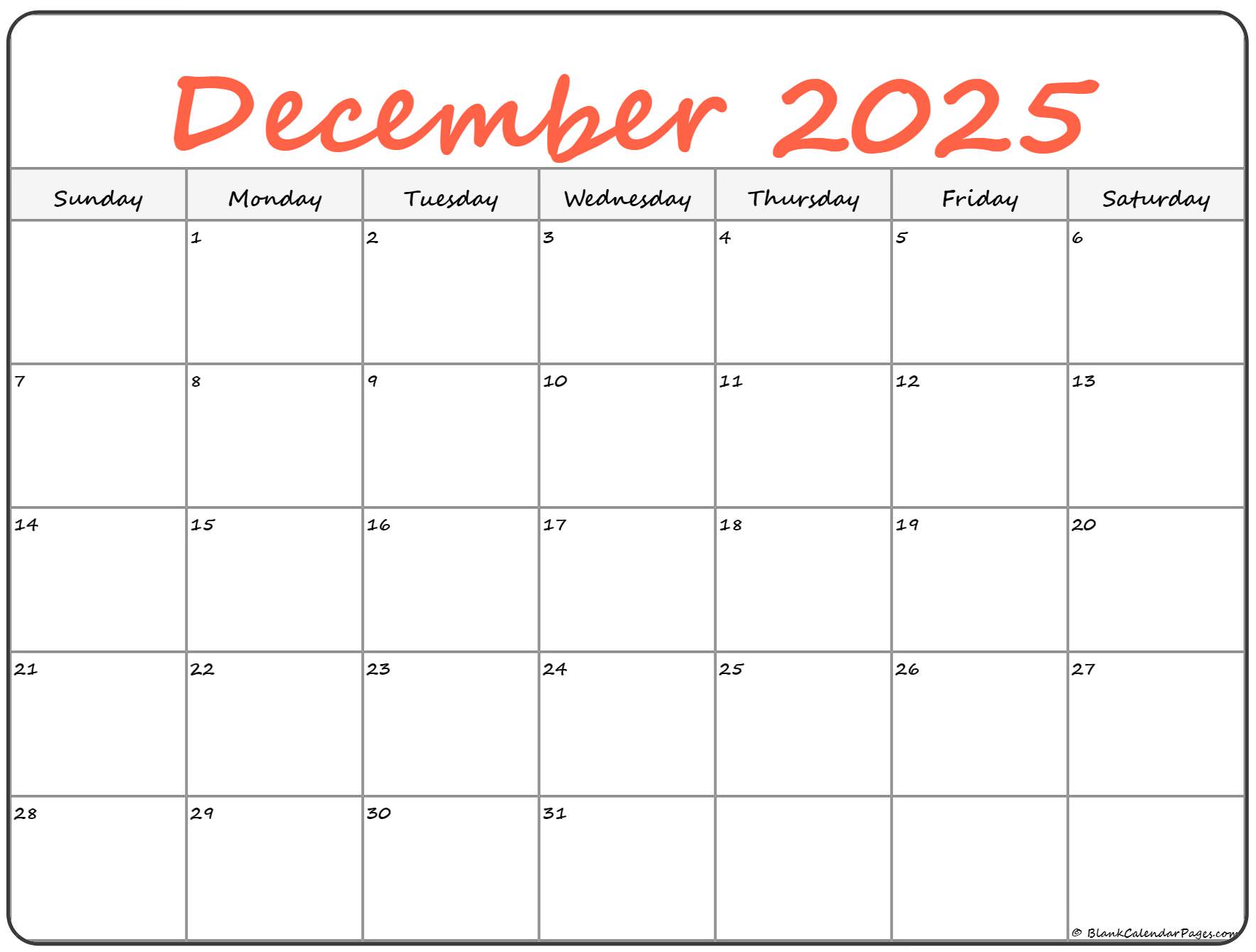 December 2023 Printable Calendar Gambaran