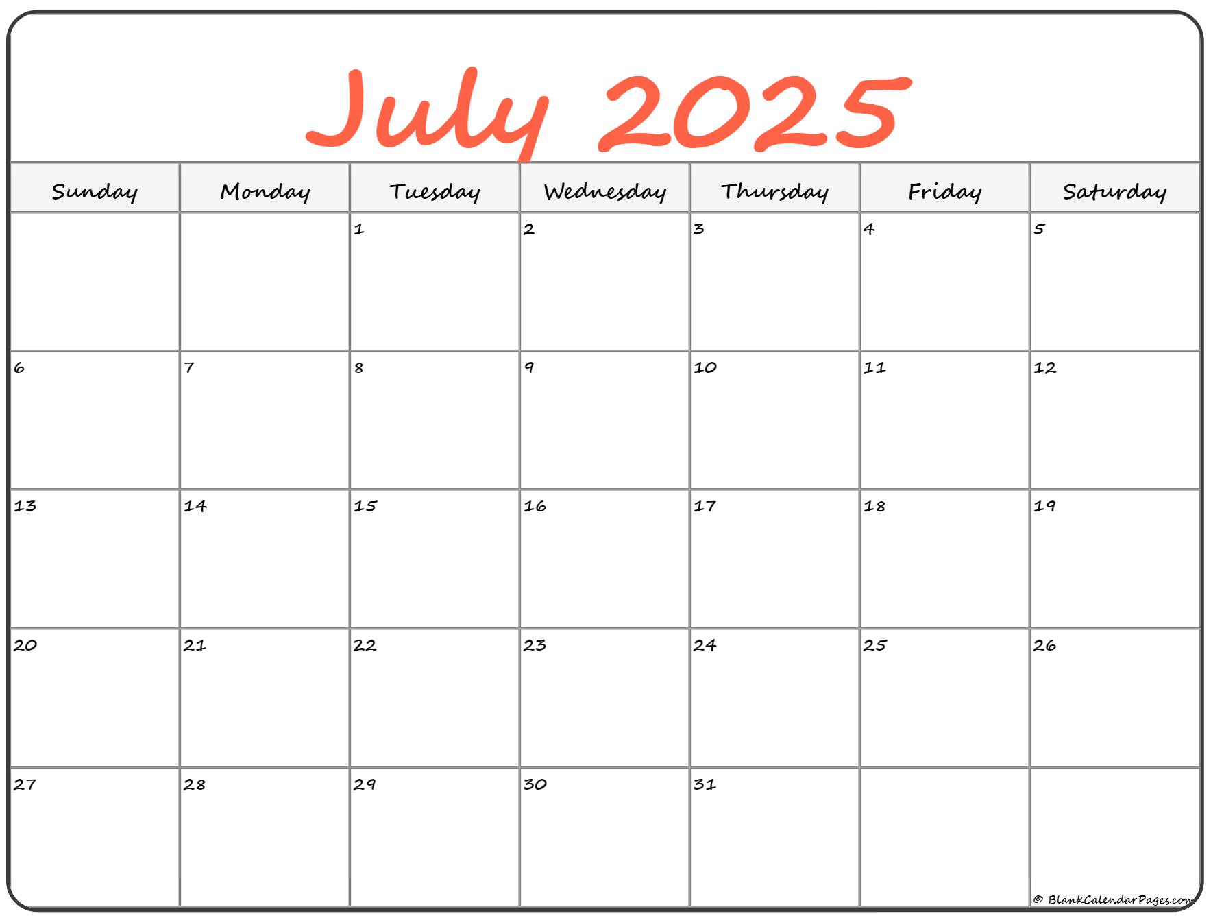 July 2023 Calendar Free Printable Calendar