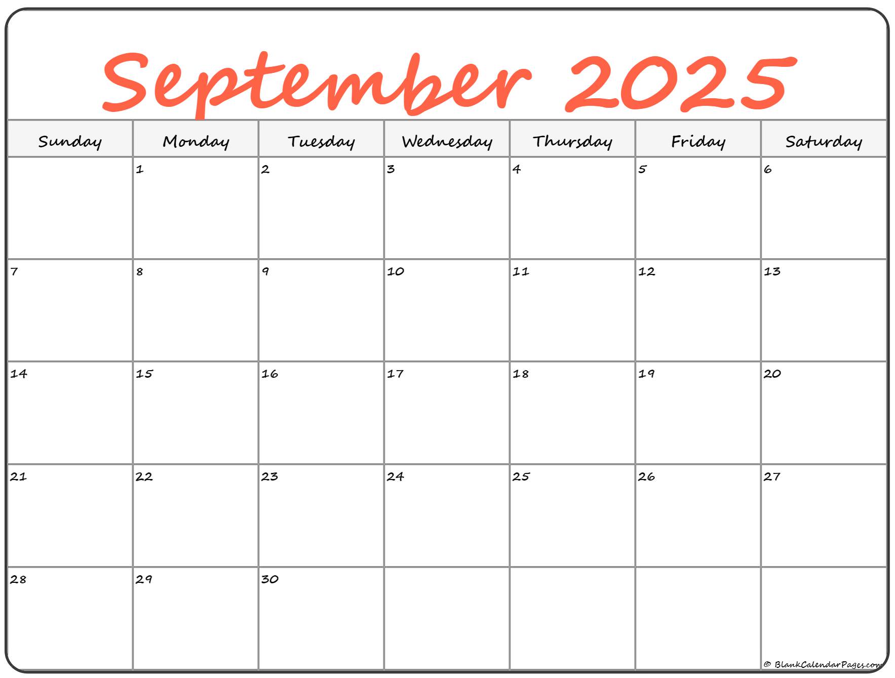 Blank September 2023 Calendar PELAJARAN