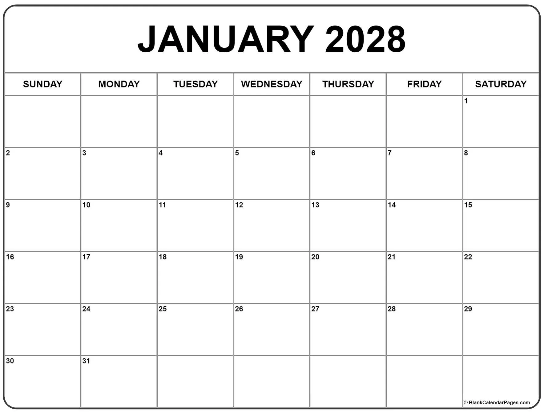 January 2028 calendar | free printable calendar