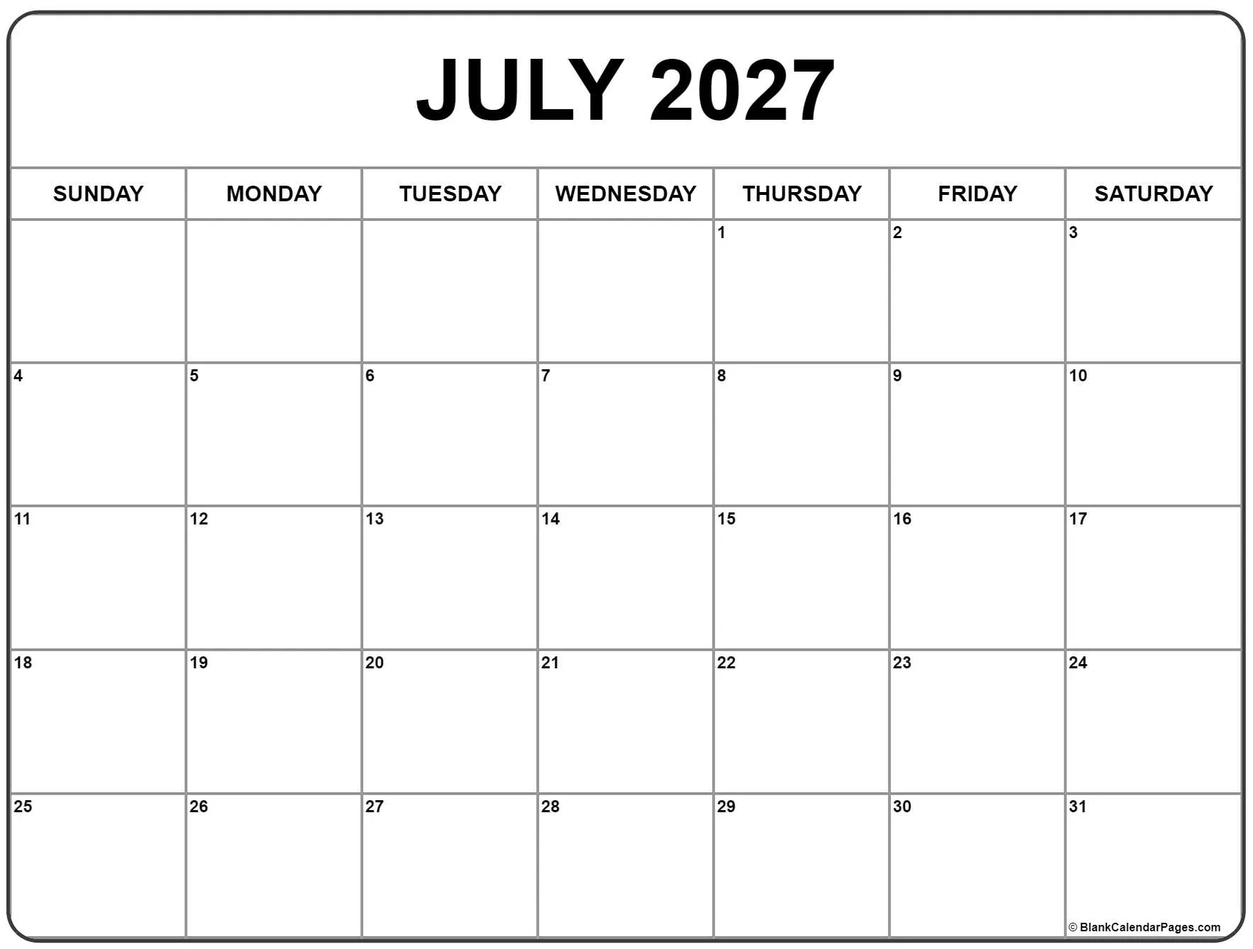 July 2027 calendar | free printable calendar