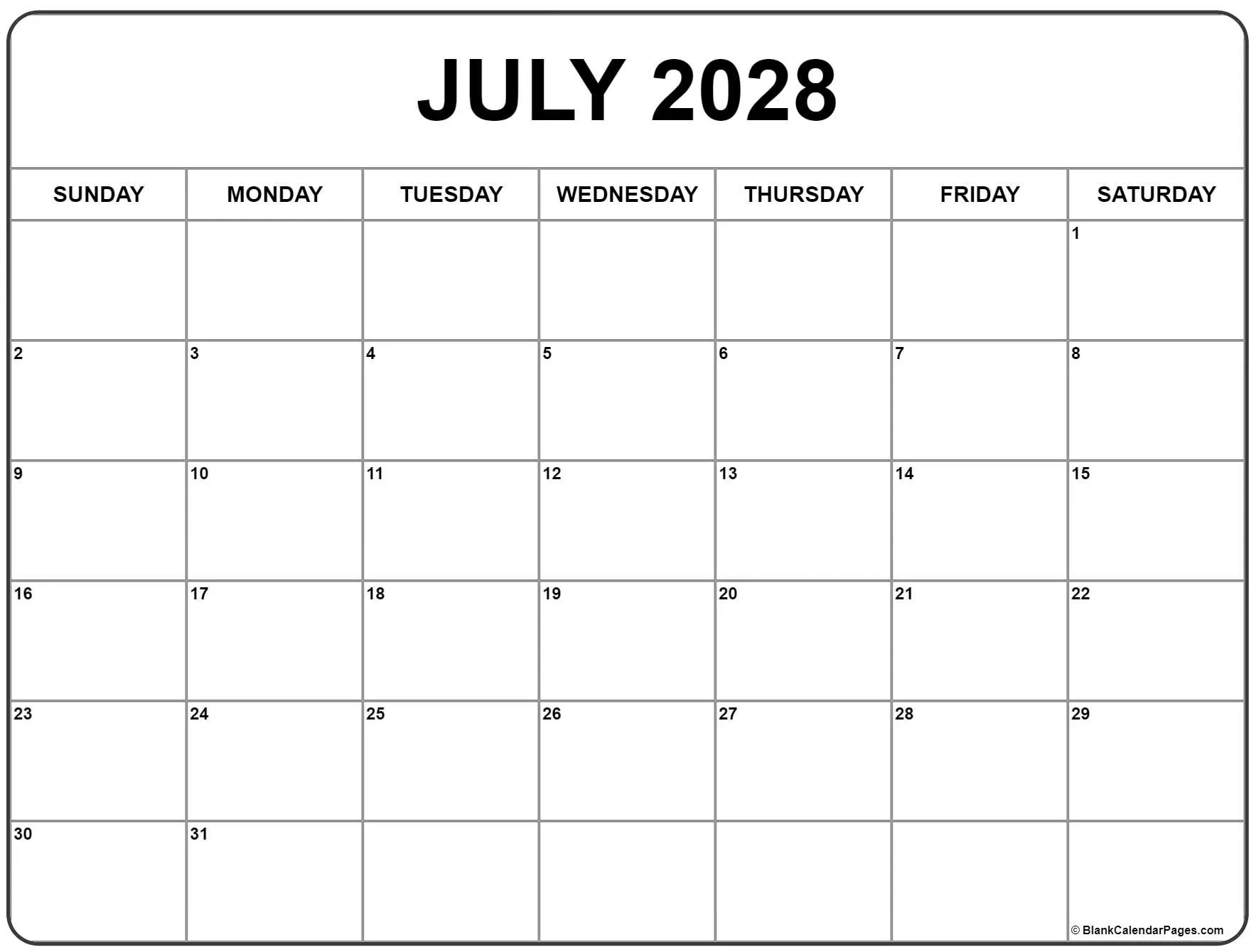 July 2028 calendar | free printable calendar