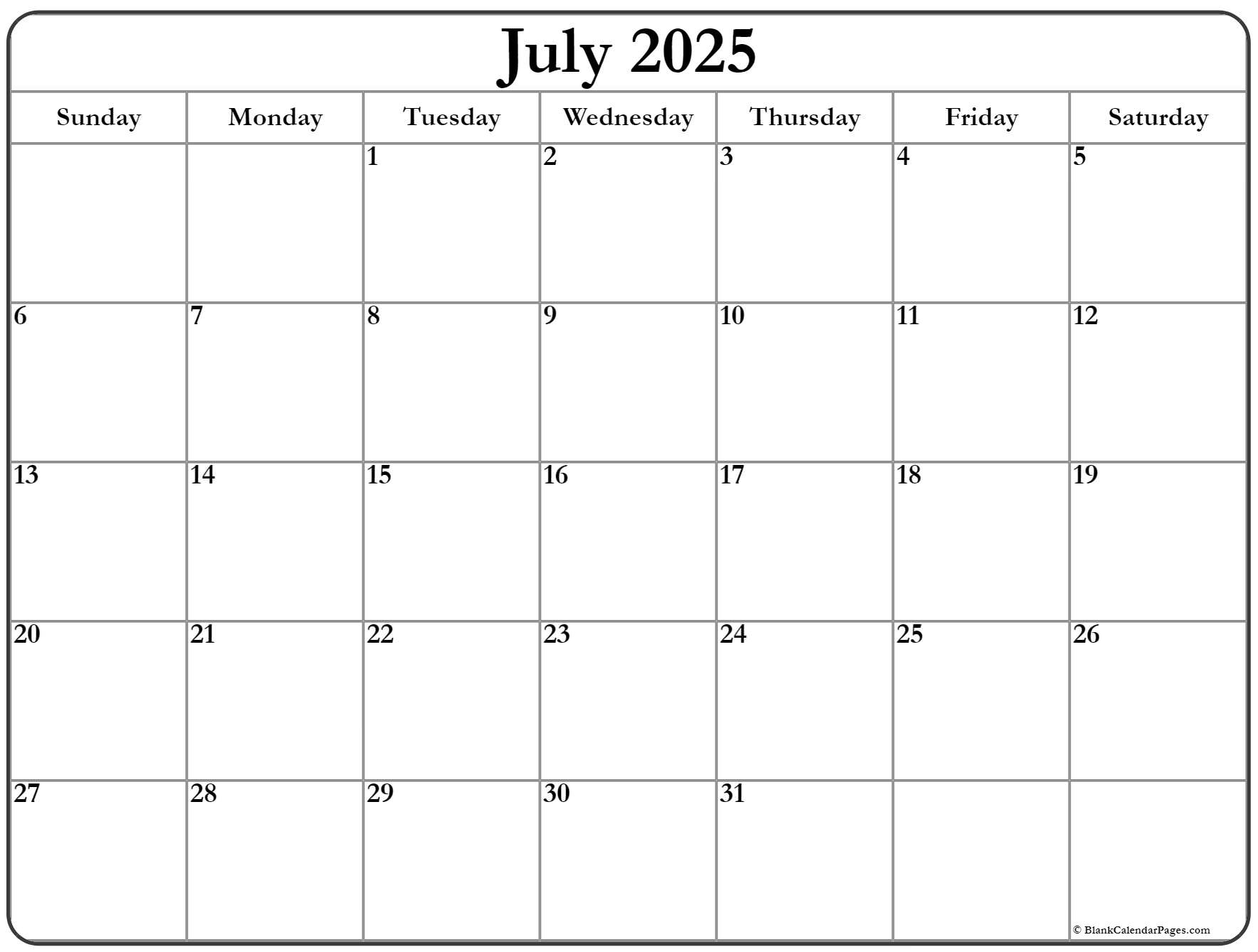 July 2023 Calendar Free Printable Calendar