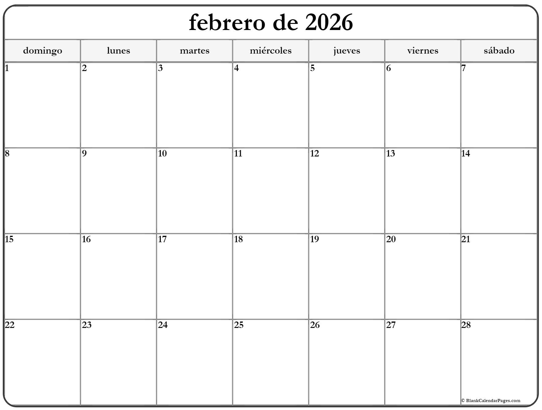 febrero de 2019 calendario gratis | Calendario febrero