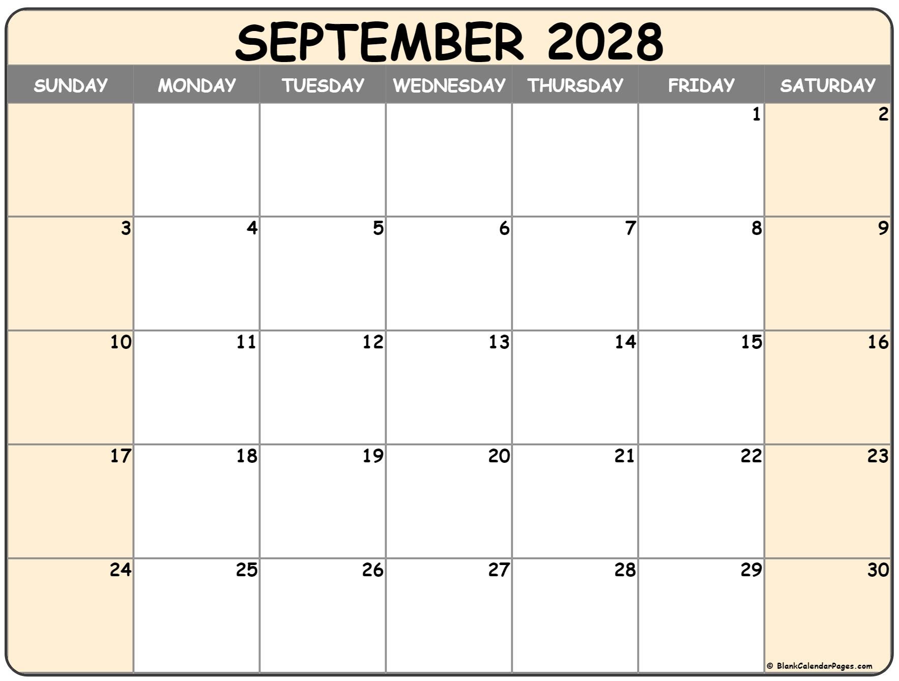 September 2028 calendar | free printable calendars
