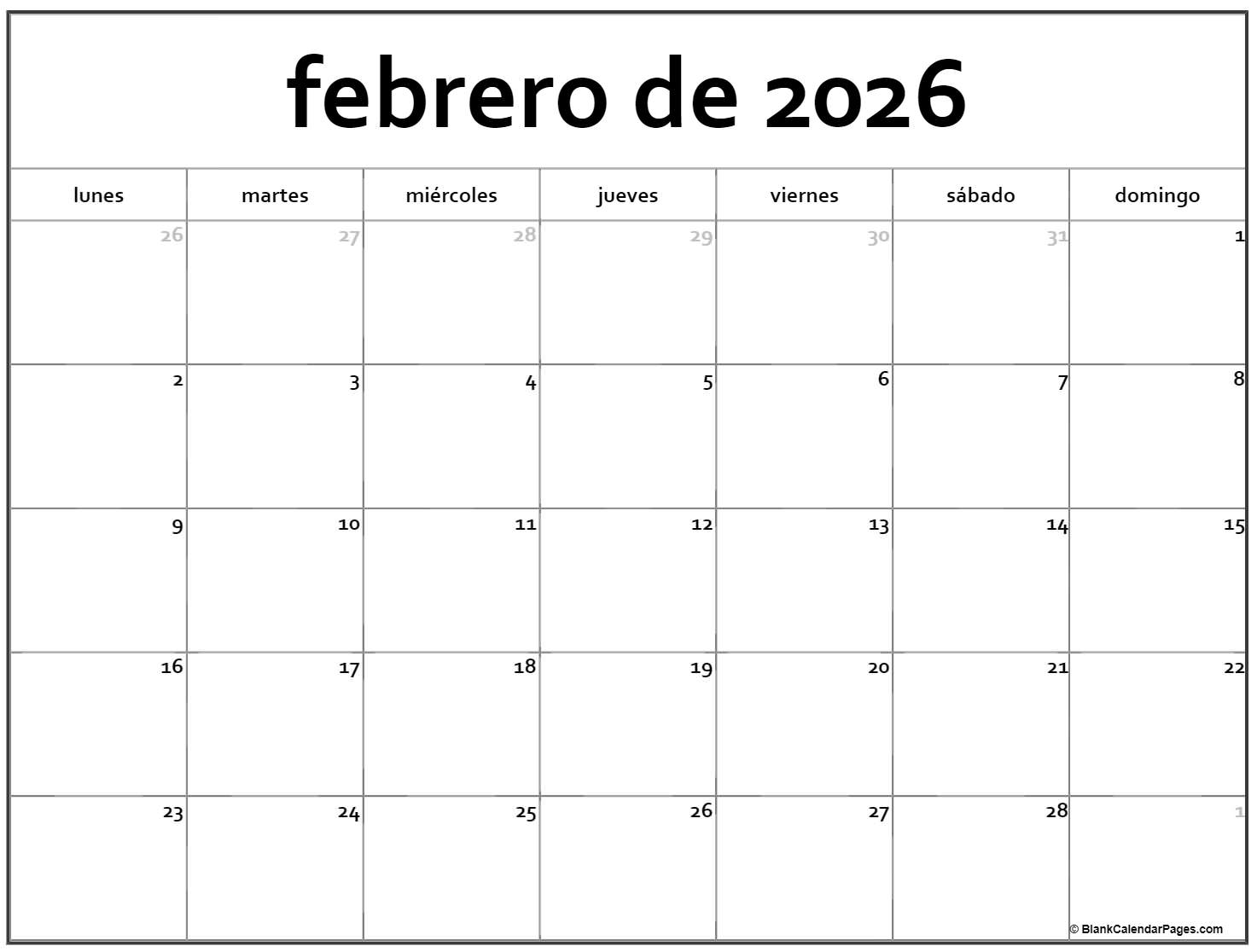 febrero de 2019 calendario gratis | Calendario febrero