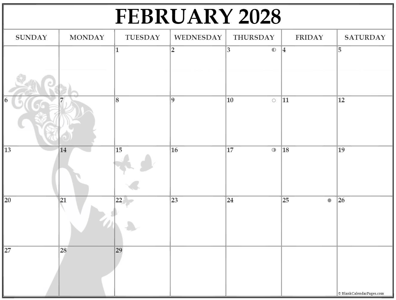 Collection of February 2028 photo calendars with image filters.