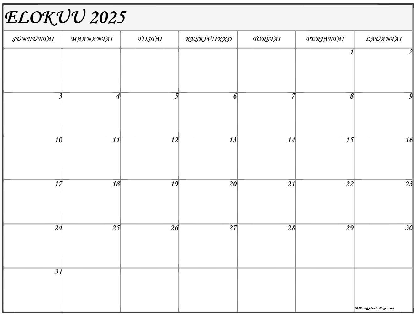 Elokuu 2023 Tulostettava Kalenteri Suomeksi Kalenteri Elokuu