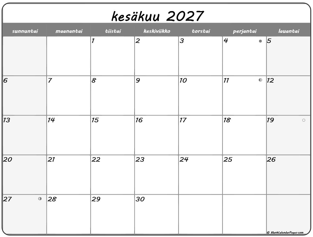 kesäkuu 2027 tulostettava kalenteri suomeksi | kalenteri kesäkuu