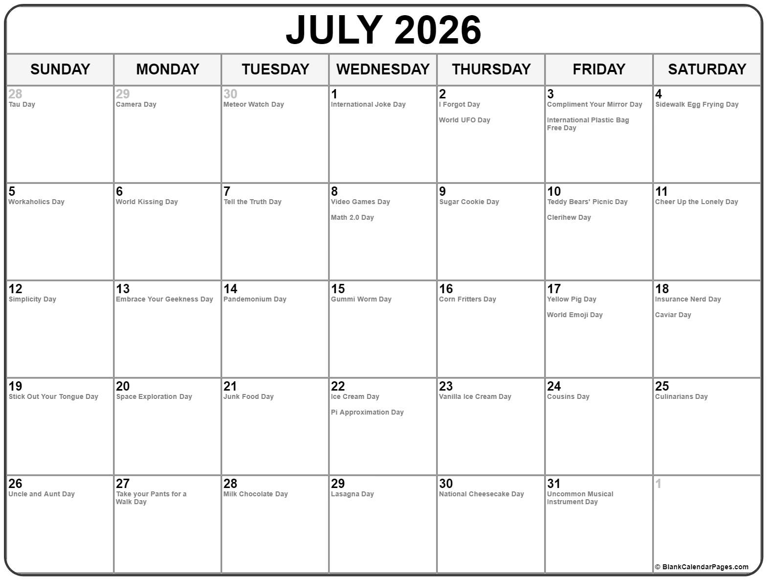 July 10 2026 July 20 2026 Calendar With Holidays Count Down July 10 2026 July 20 2026 Calendar With Holidays Count Down