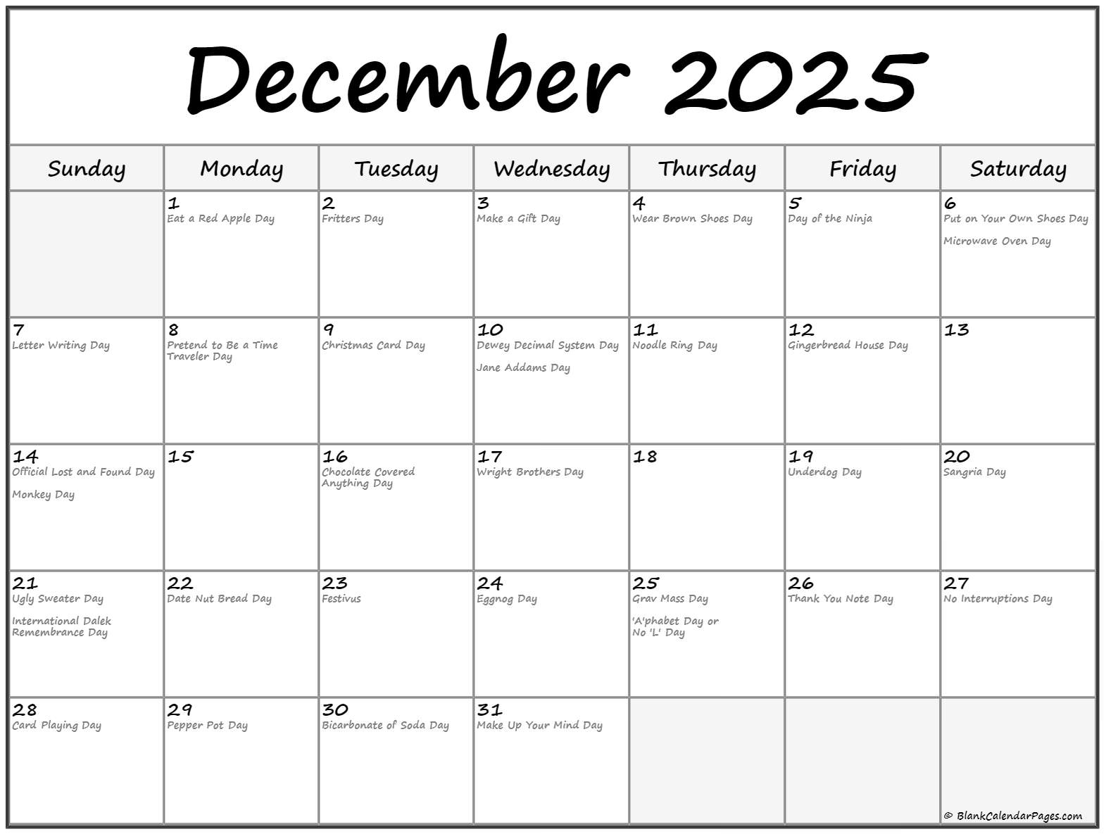 December 2023 With Holidays Calendar