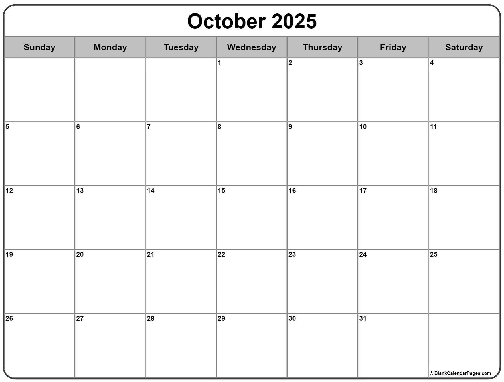 October 2023 Calendar Free Printable Calendar
