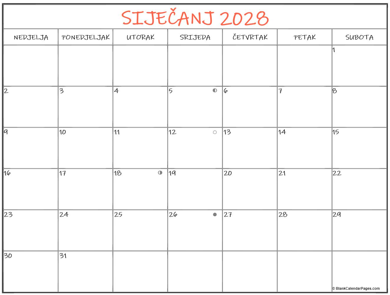 siječanj 2028 besplatni kalendar za ispis | kalendar siječanj