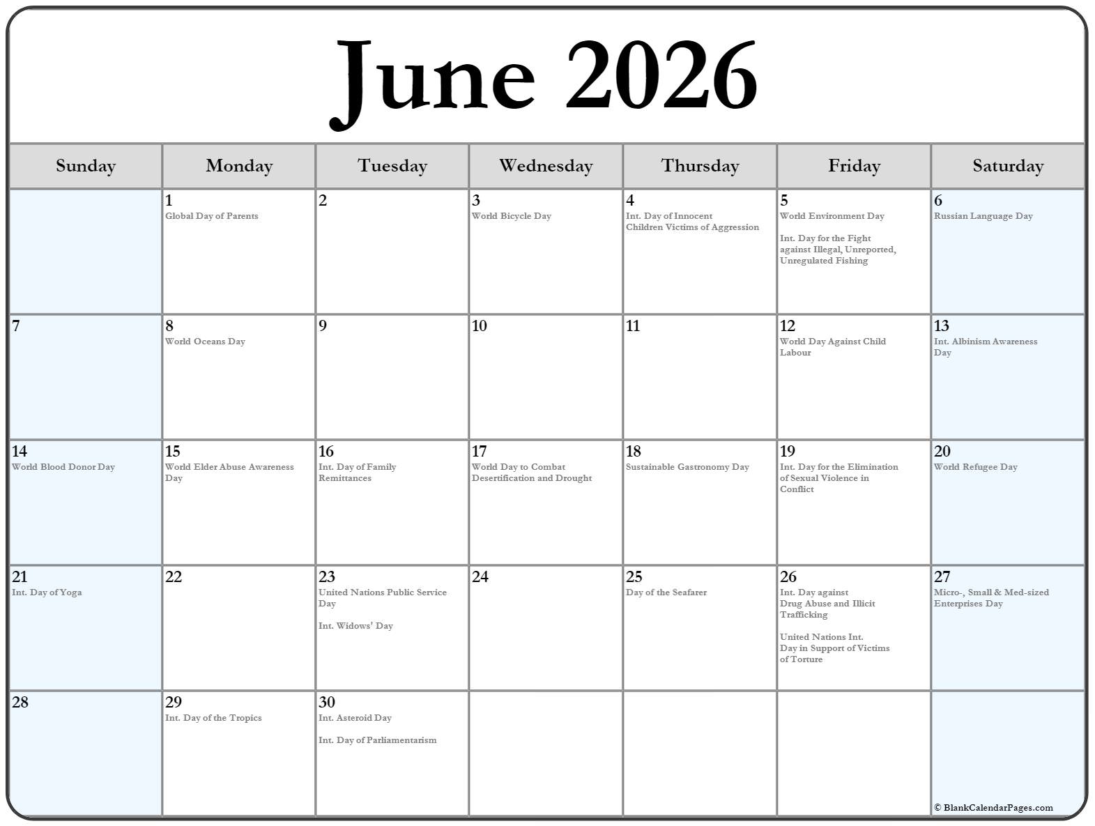 2026 June Calendar With Holidays My Edu Worksheet 2026 June Calendar With Holidays My Edu Worksheet