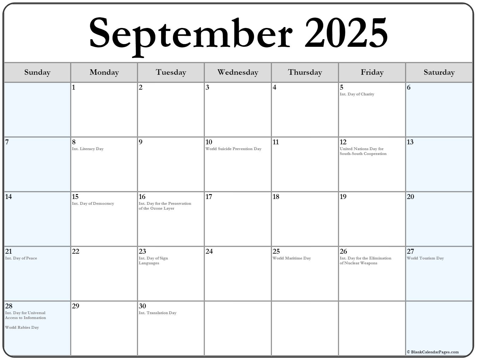 Collection Of September 2021 Calendars With Holidays