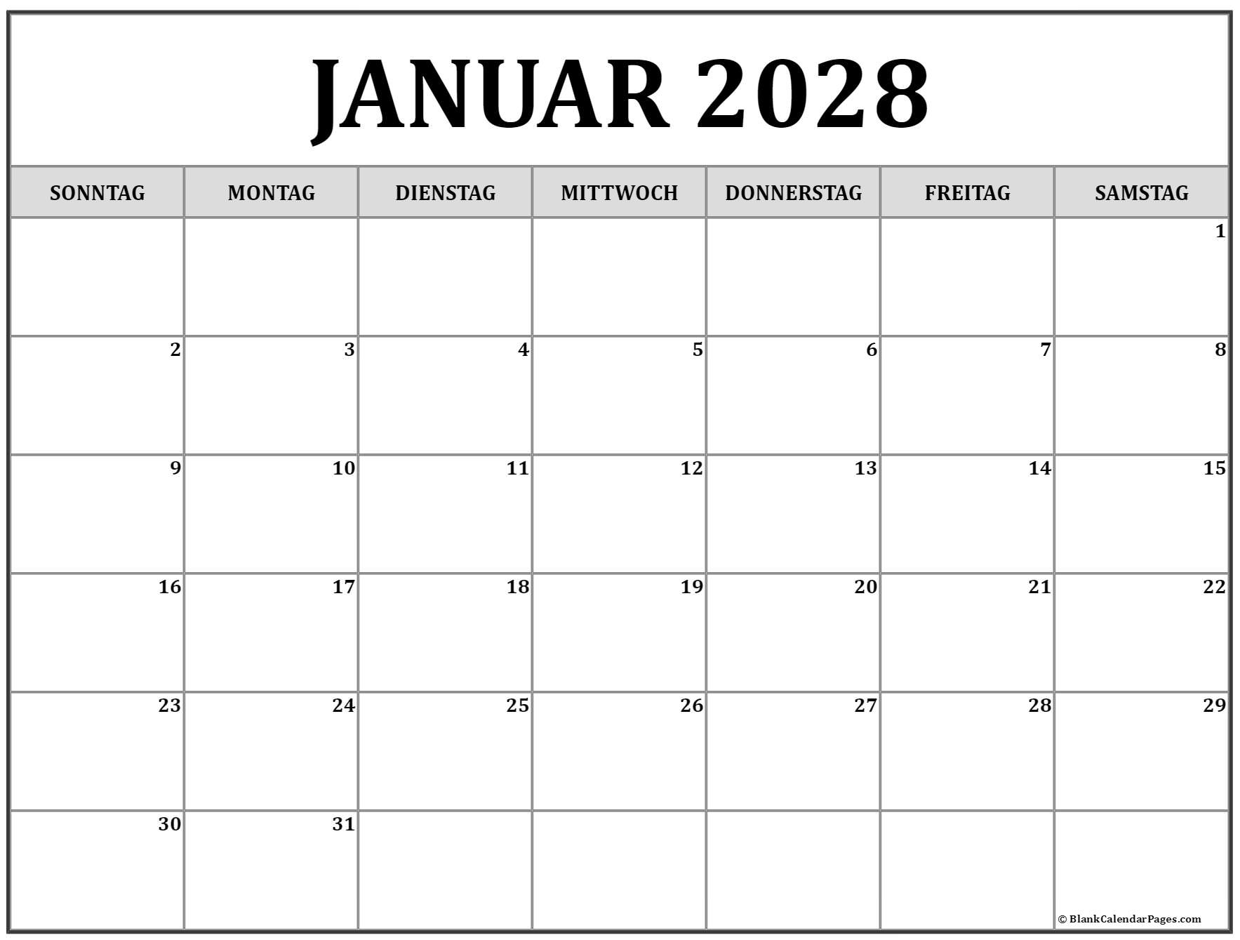 Januar 2028 kalender auf Deutsch | kalender 2028