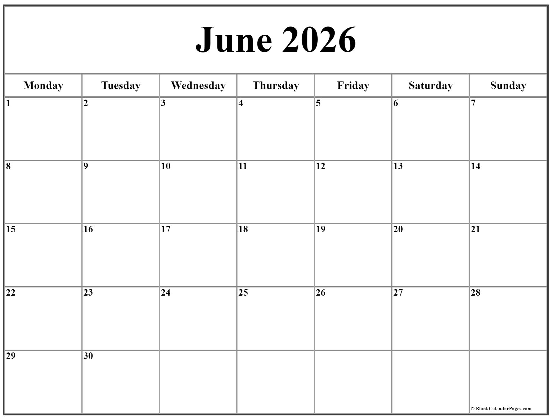 June 2020 Monday Calendar Monday To Sunday June 2020 Monday Calendar Monday To Sunday
