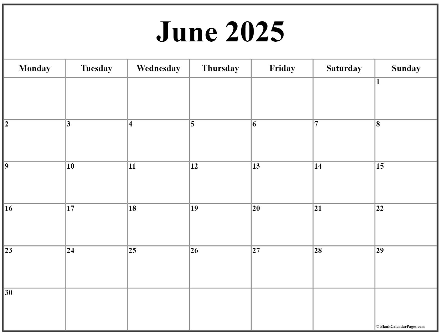 June 2023 Monday Calendar Monday To Sunday