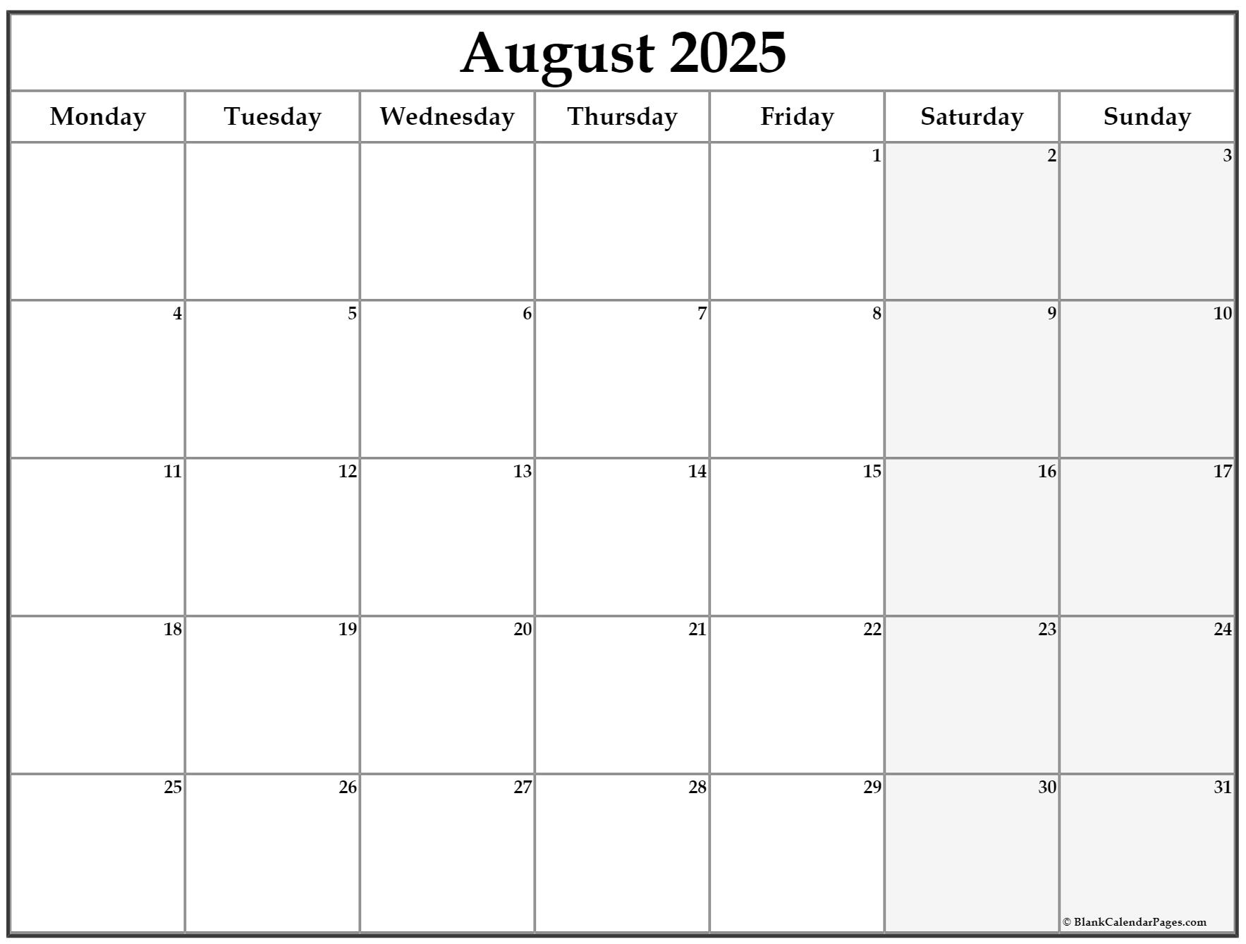 August 2023 Calendar Start On Monday Get Calendar 2023 Update