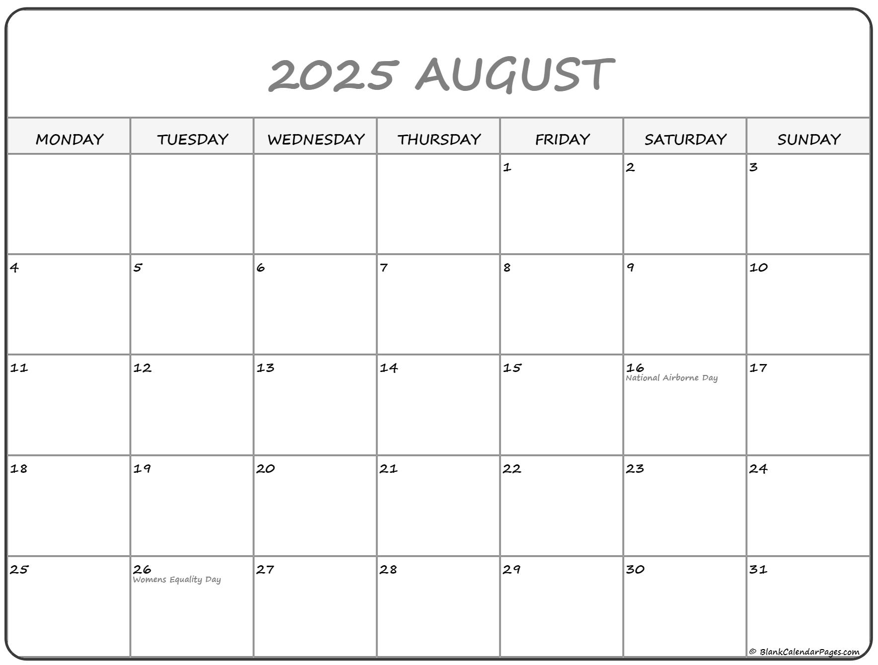 August 2023 Calendar Start On Monday Get Calendar 2023 Update