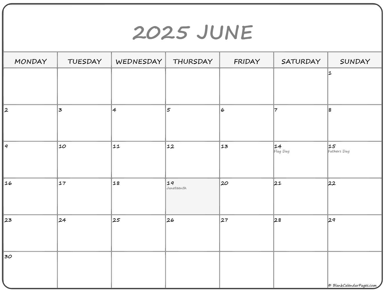June 2023 Monday Calendar Monday To Sunday
