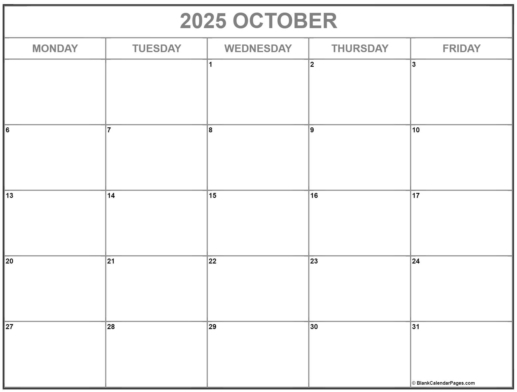 October 2023 Monday Calendar Monday To Sunday