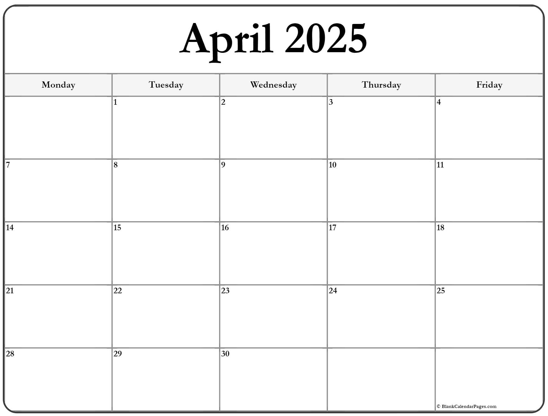 Blank April 2023 Calendar 2023 Calendar