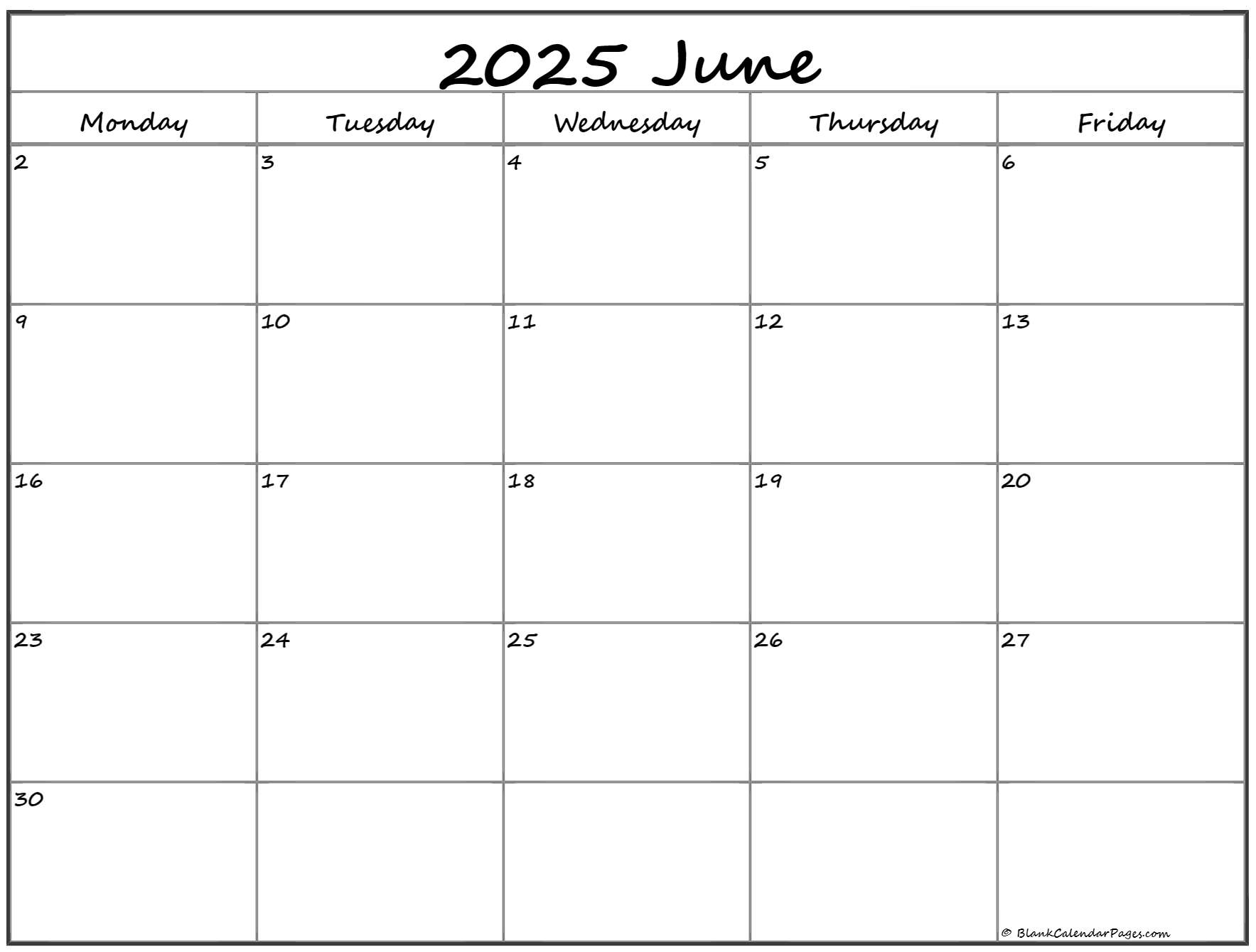 June 2023 Monday Calendar Monday To Sunday