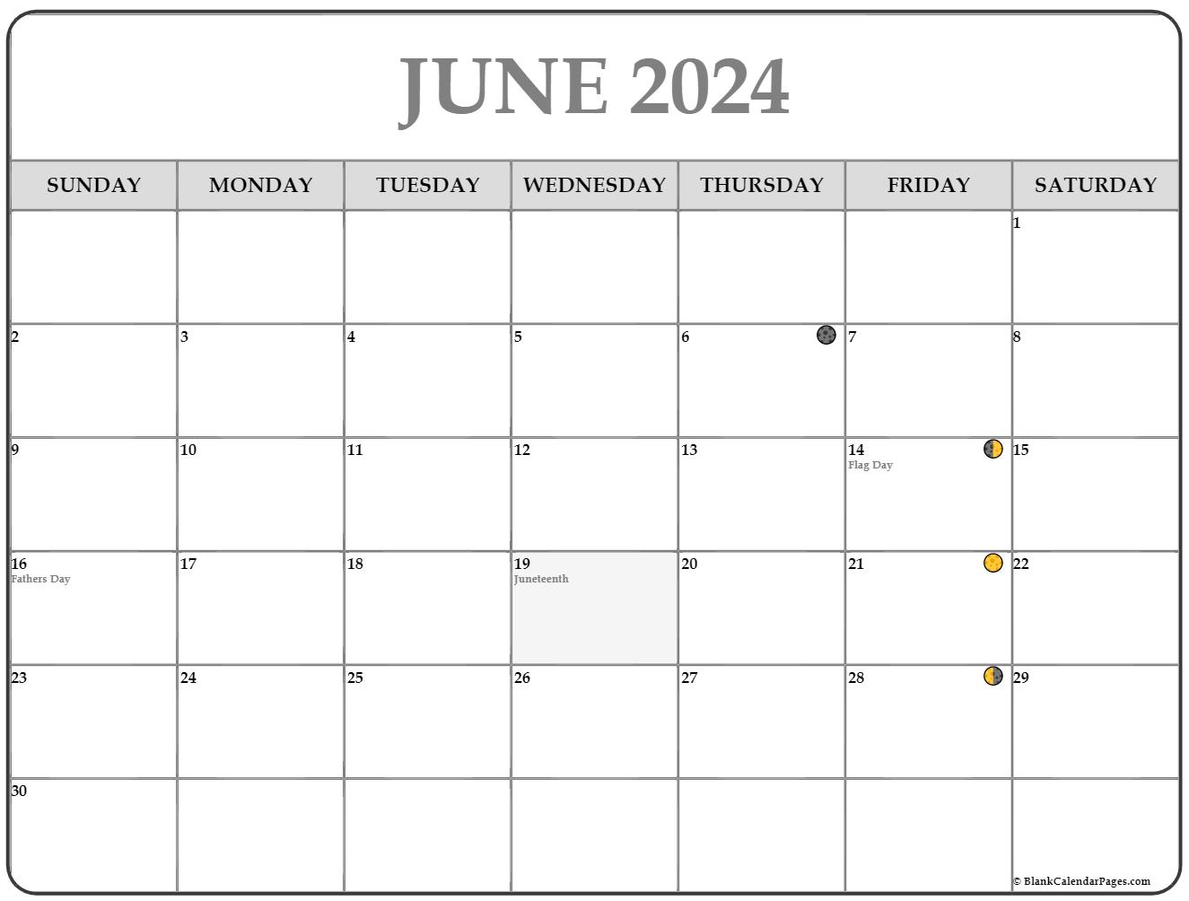 June 2024 Lunar Calendar Moon Phase Calendar