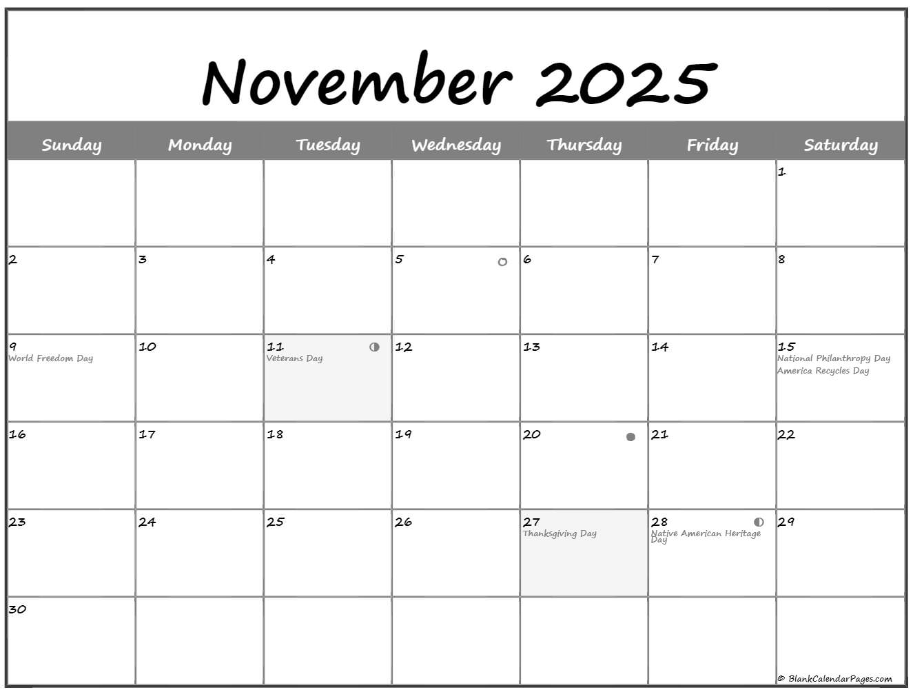 Moon Calendar November 2023 Printable Calendar 2023