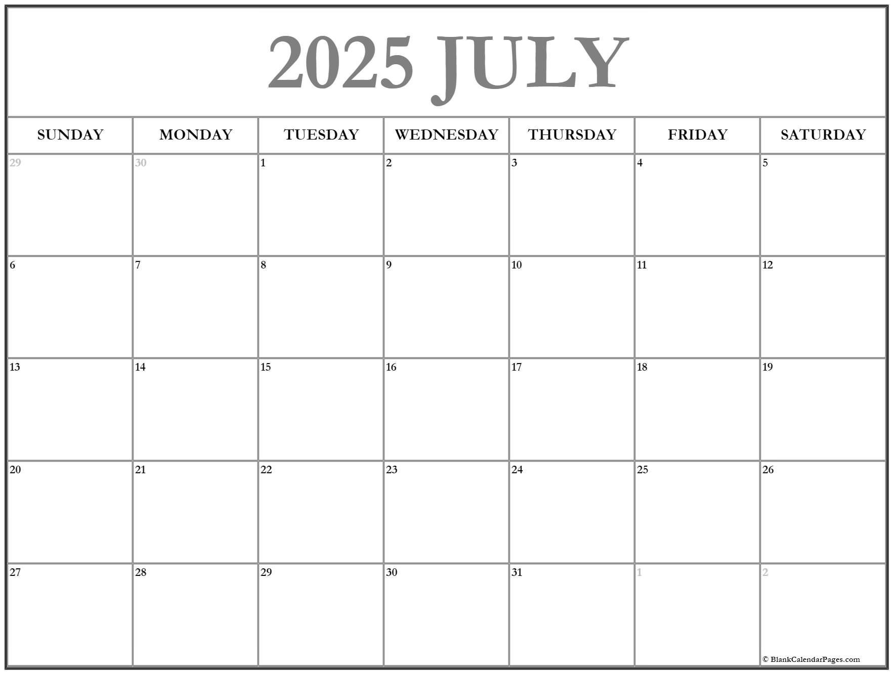 July 2023 Calendar Free Printable Calendar