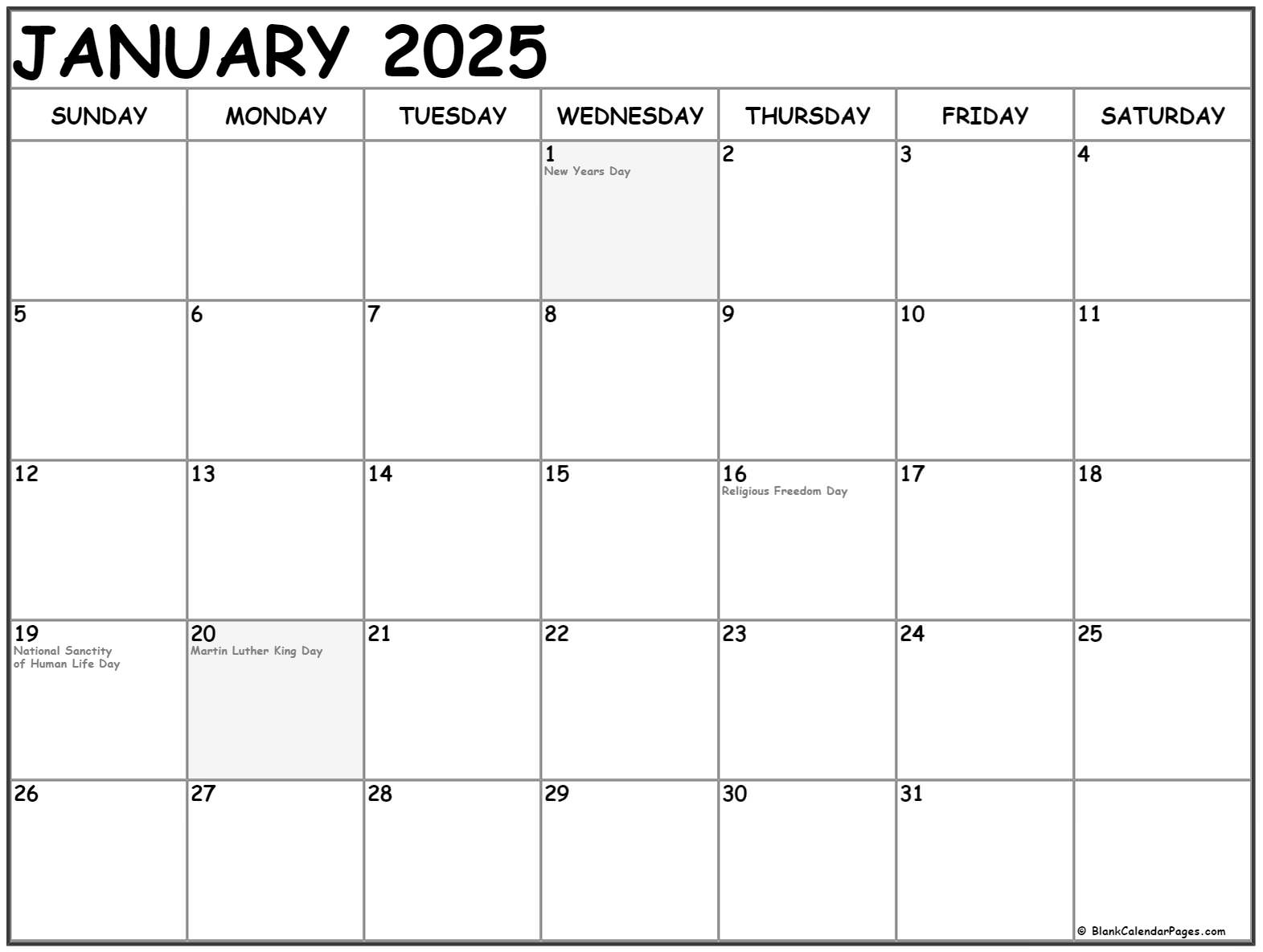 January 2023 With Holidays Calendar
