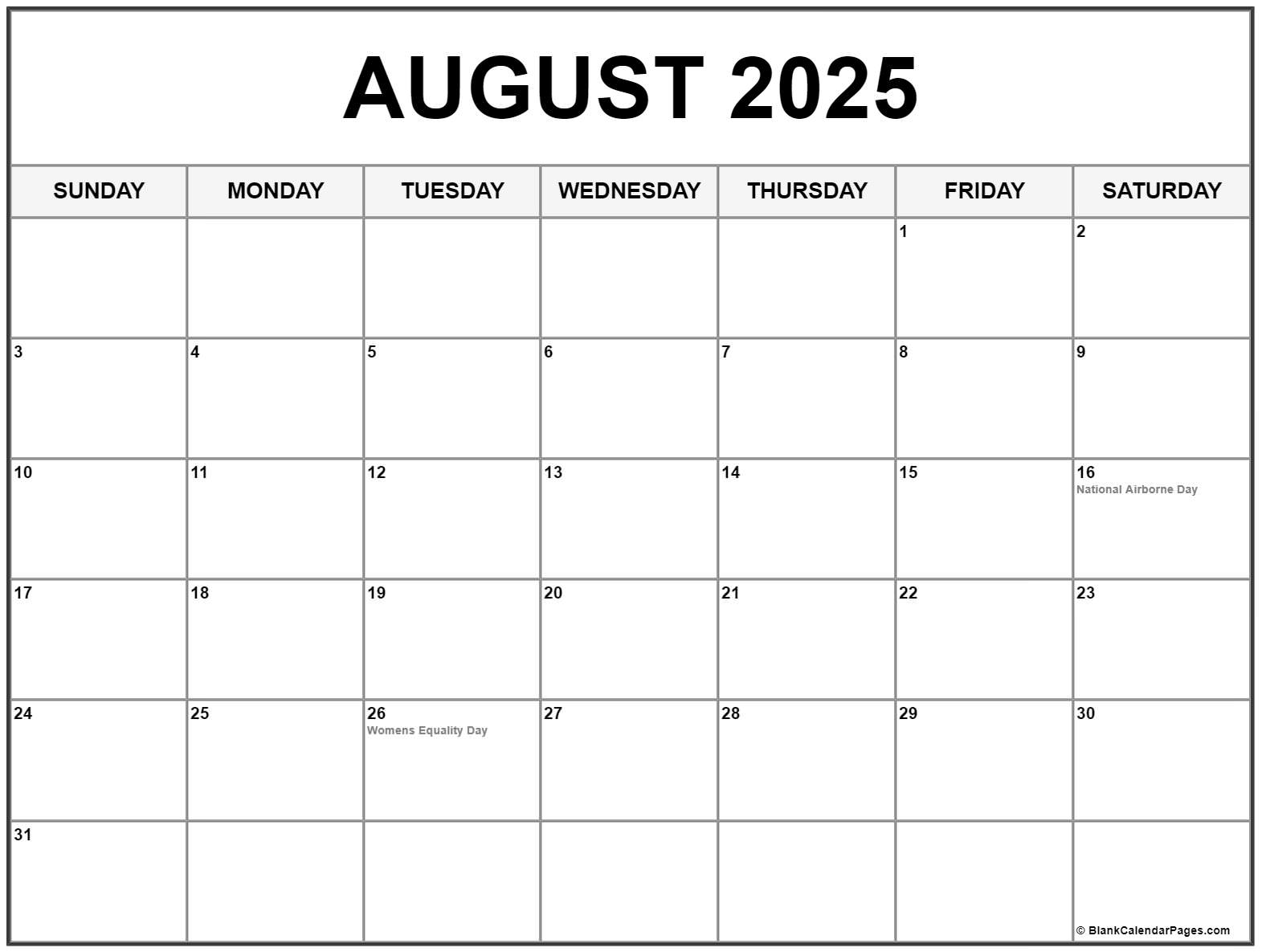 August 2022 With Holidays Calendar