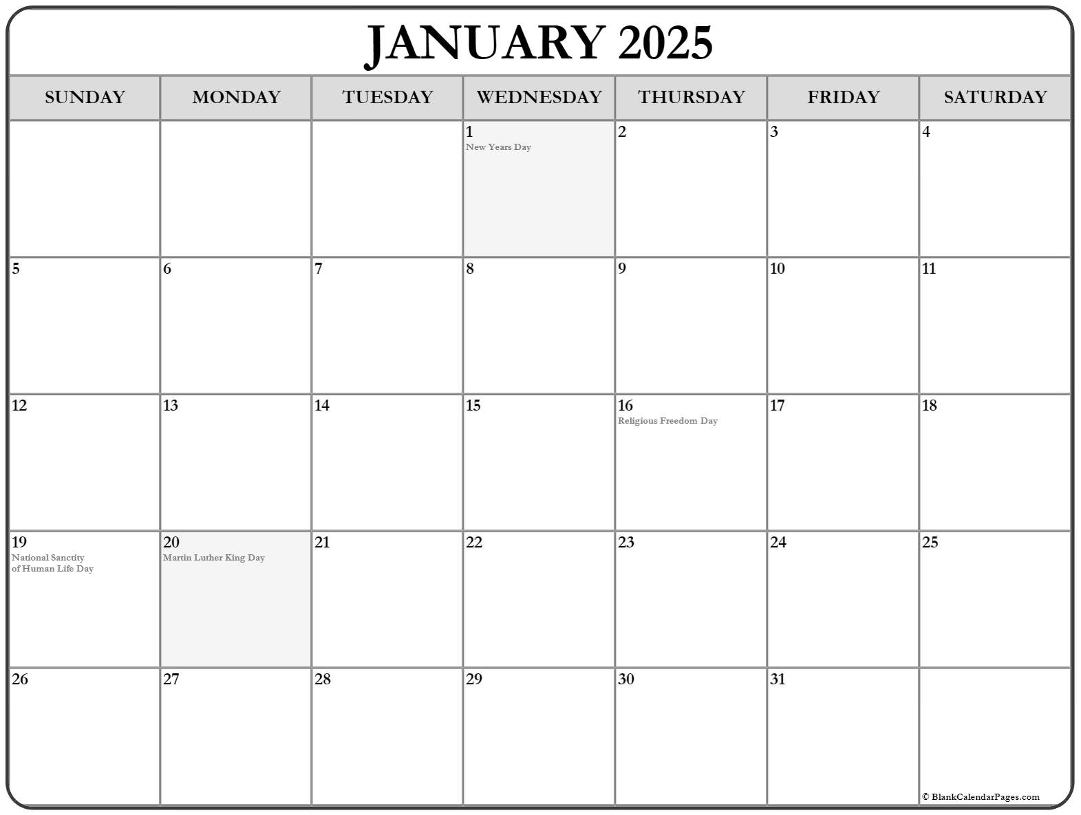 January 2023 With Holidays Calendar