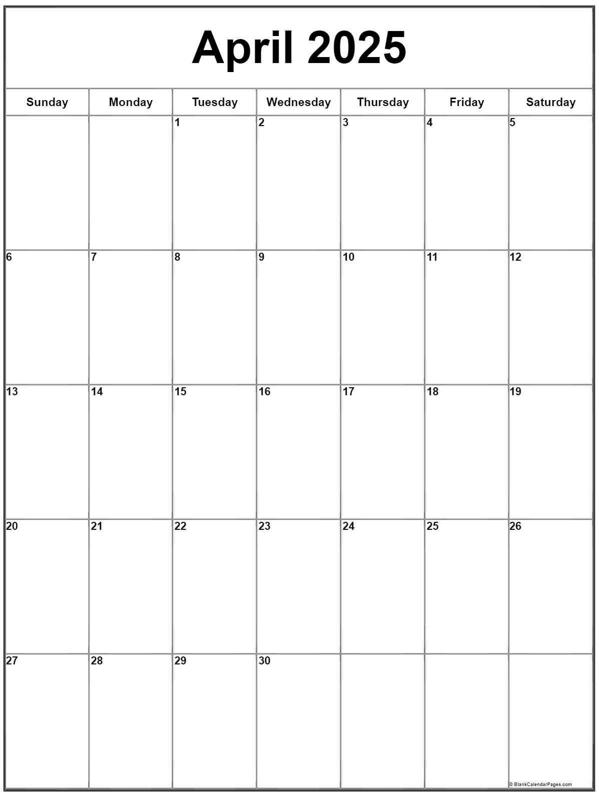 April 2023 Vertical Calendar Portrait