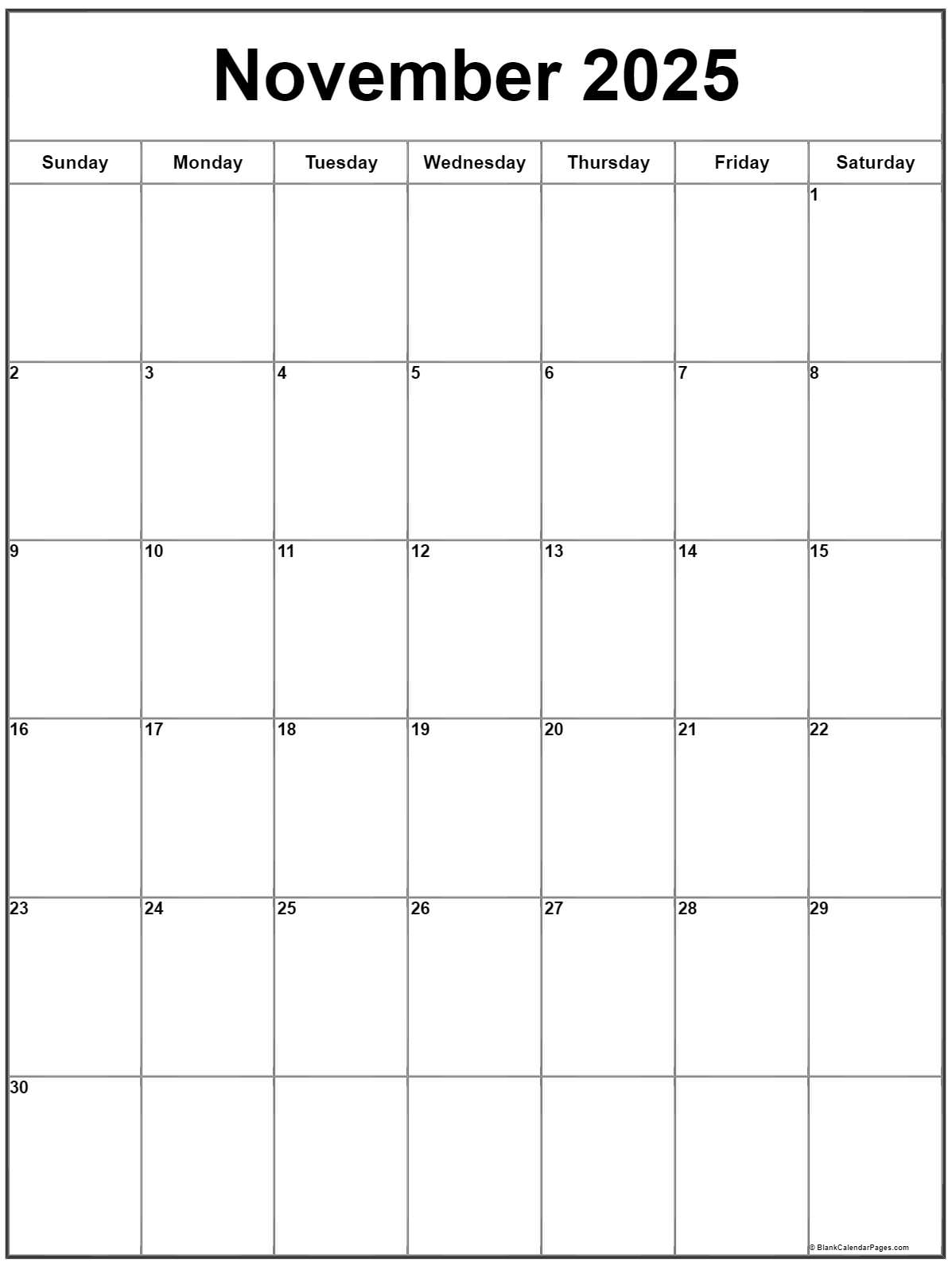 November 2022 Vertical Calendar Portrait