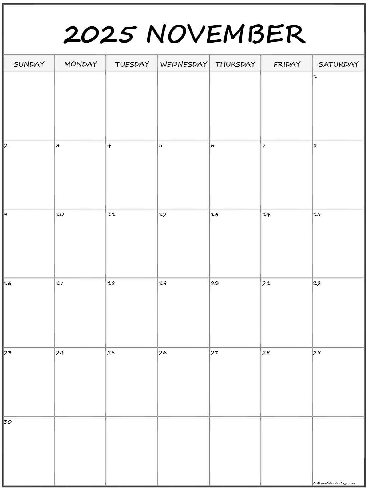 Printable November 2023 Calendar Classic Blank Sheet November 2023 