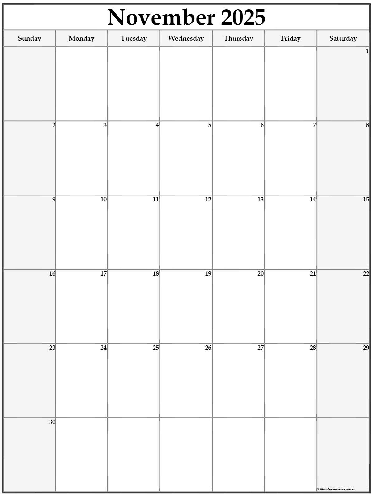 November 2022 Vertical Calendar Portrait
